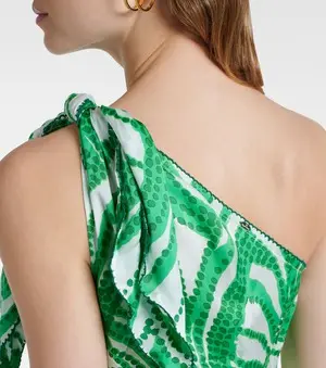Poupette St Barth Celie Printed One-shoulder Minidress - Green