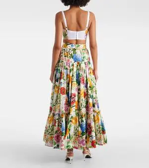 Dolce & Gabbana Floral Cotton-blend Poplin Bra Top