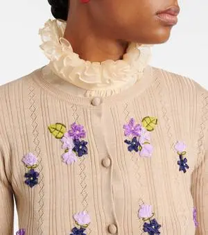 Valentino Garavani Embroidered Virgin Wool Cardigan
