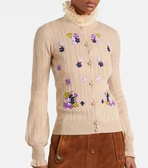 Valentino Garavani Embroidered Virgin Wool Cardigan