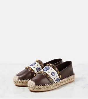 Valentino Garavani County Rockstud Leather Espadrilles