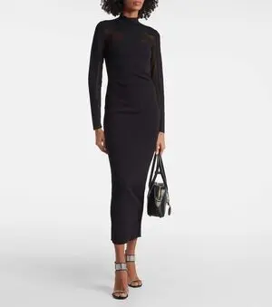 Stella McCartney Mesh-paneled Knitted Maxi Dress