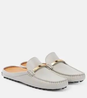 TOD'S Gommino Leather Mules - Grey
