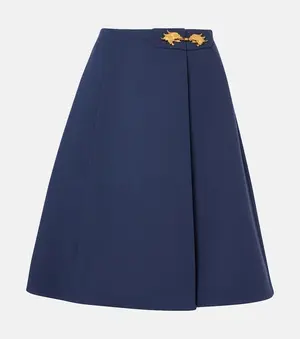 Valentino Garavani Virgin Wool Crêpe Midi Skirt - Blue