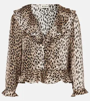 Rixo Atlas Leopard-print Silk Blouse