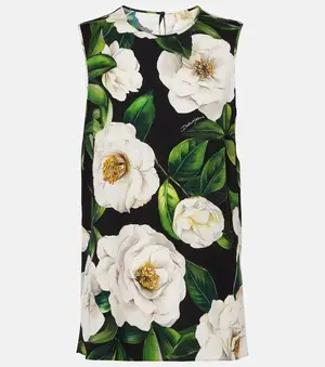 Dolce & Gabbana Floral Silk-blend Charmeuse Top - Multicoloured