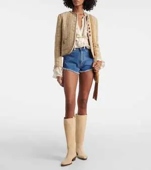 Paris Texas Helena 35 Suede Cowboy Boots - Beige