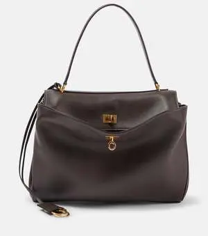 Balenciaga Rodeo Medium Leather Tote Bag - Brown