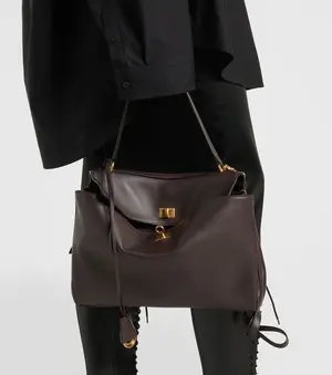 Balenciaga Rodeo Medium Leather Tote Bag - Brown