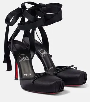 CHRISTIAN LOUBOUTIN Cassia Lace Up 100 Satin Crêpe Pumps - Black