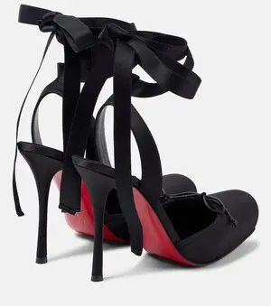 CHRISTIAN LOUBOUTIN Cassia Lace Up 100 Satin Crêpe Pumps - Black