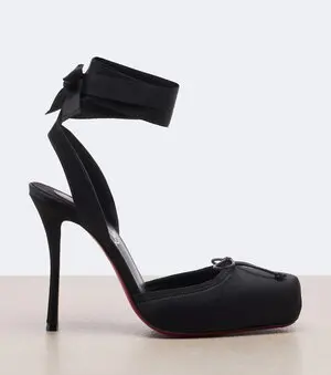 CHRISTIAN LOUBOUTIN Cassia Lace Up 100 Satin Crêpe Pumps - Black