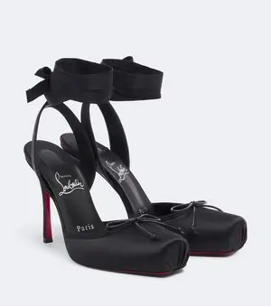 CHRISTIAN LOUBOUTIN Cassia Lace Up 100 Satin Crêpe Pumps - Black