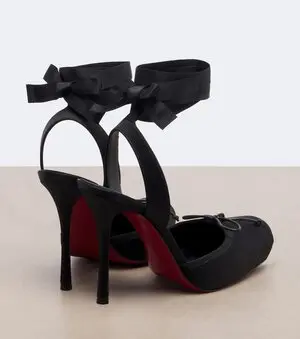 CHRISTIAN LOUBOUTIN Cassia Lace Up 100 Satin Crêpe Pumps - Black