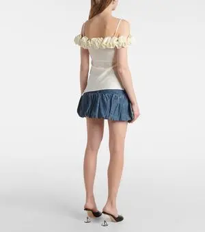 Coperni Ruffled Off-shoulder Top - White