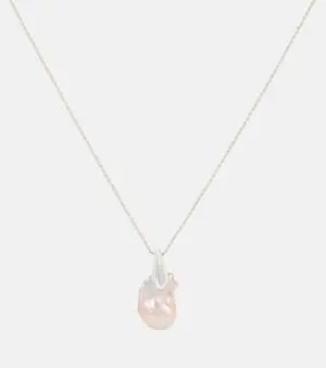 Bottega Veneta Sterling Necklace With Pearl Pendant - Silver