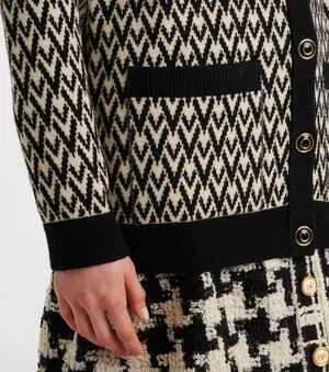 Valentino Garavani Toute La V Virgin Wool Jacquard Cardigan