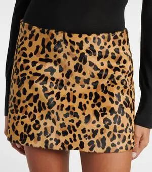 Alaïa Leopard-print Calf Hair Miniskirt