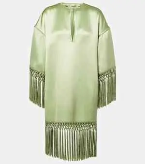 Valentino Garavani Fringed Silk Duchess Satin Tunic