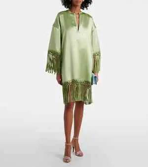 Valentino Garavani Fringed Silk Duchess Satin Tunic