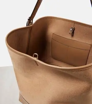TOTEME Belted Leather-trimmed Wool Tote