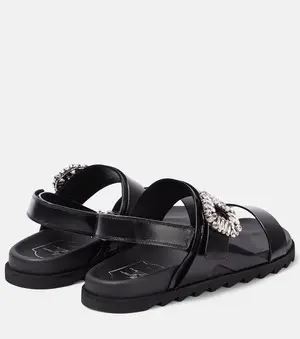ROGER VIVIER Slidy Viv' Embellished Leather Sandals