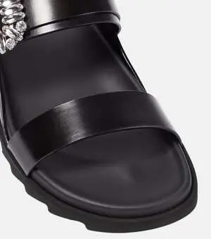 ROGER VIVIER Slidy Viv' Embellished Leather Sandals