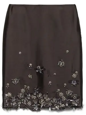 Prada Embroidered Midi Skirt - Grey