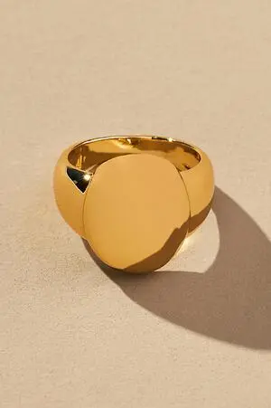 Anthropologie Round Signet Ring - Gold