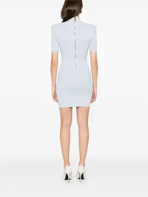 Balmain Button-detailed Knitted Mini Dress - Blue