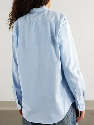 Polo Ralph Lauren Embroidered Cotton-blend Oxford Shirt - Blue