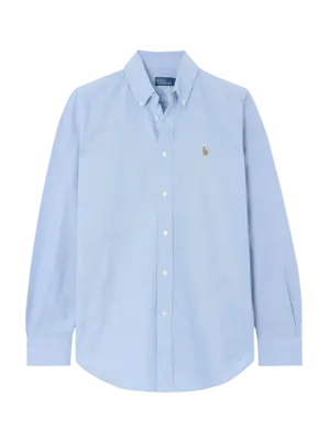 Polo Ralph Lauren Embroidered Cotton-blend Oxford Shirt - Blue