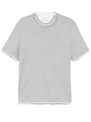 Brunello Cucinelli Mélange-effect T-shirt - Grey