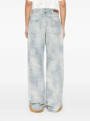 Palm Angels Jacquard Straight Leg Jeans