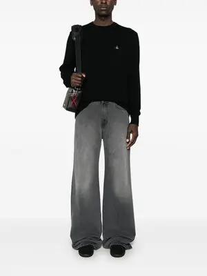 VIVIENNE WESTWOOD Orb Logo Crew-neck Sweater - Black