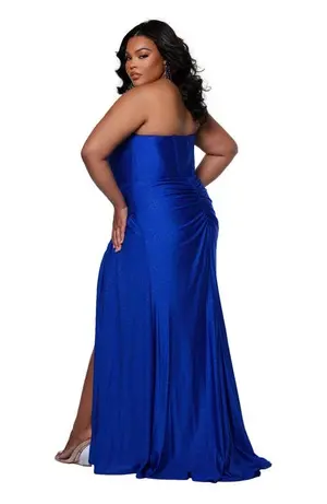SYDNEY'S CLOSET Strapless Corset Gown - Sapphire