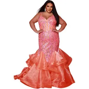 SYDNEY'S CLOSET Sequin Mermaid Gown - Sherbet