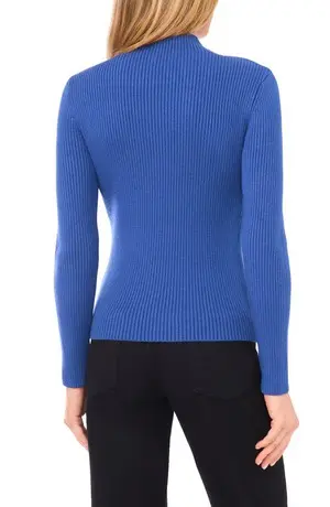 Halogen Rib Quarter Zip Sweater - Mountain Blue
