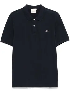 Gant Shield-motif Short-sleeve Polo Shirt - Blue