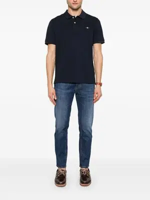 Gant Shield-motif Short-sleeve Polo Shirt - Blue