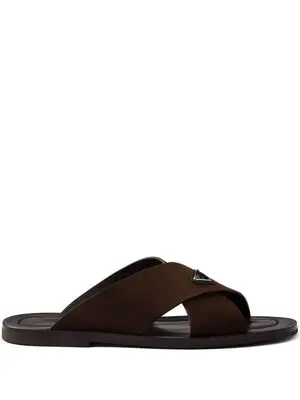 Prada Suede Crisscross Slides