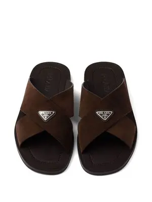 Prada Suede Crisscross Slides