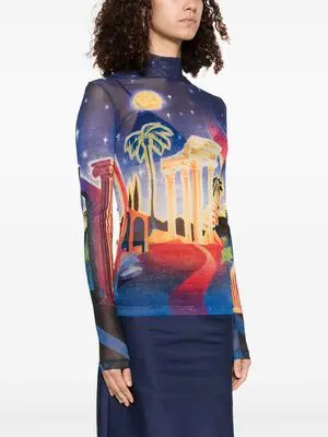 Casablanca Printed Mesh T-shirt - Blue