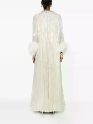 SELF-PORTRAIT Metallic Feather Maxi Dress - Gold