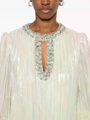 SELF-PORTRAIT Metallic Feather Maxi Dress - Gold