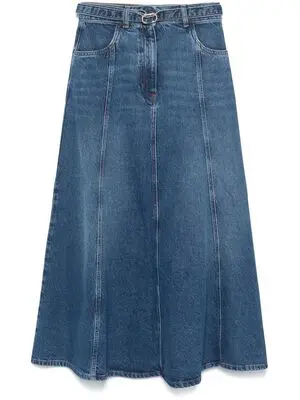 TWINSET Oval T-belt Denim Maxi Skirt