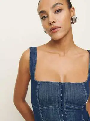 REFORMATION Tagliatelle Denim Top