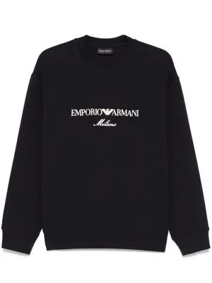 Emporio Armani Embroidered-logo Sweatshirt - Blue