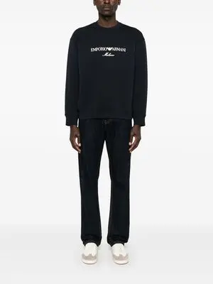 Emporio Armani Embroidered-logo Sweatshirt - Blue
