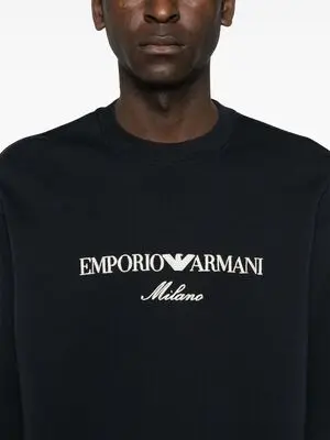 Emporio Armani Embroidered-logo Sweatshirt - Blue